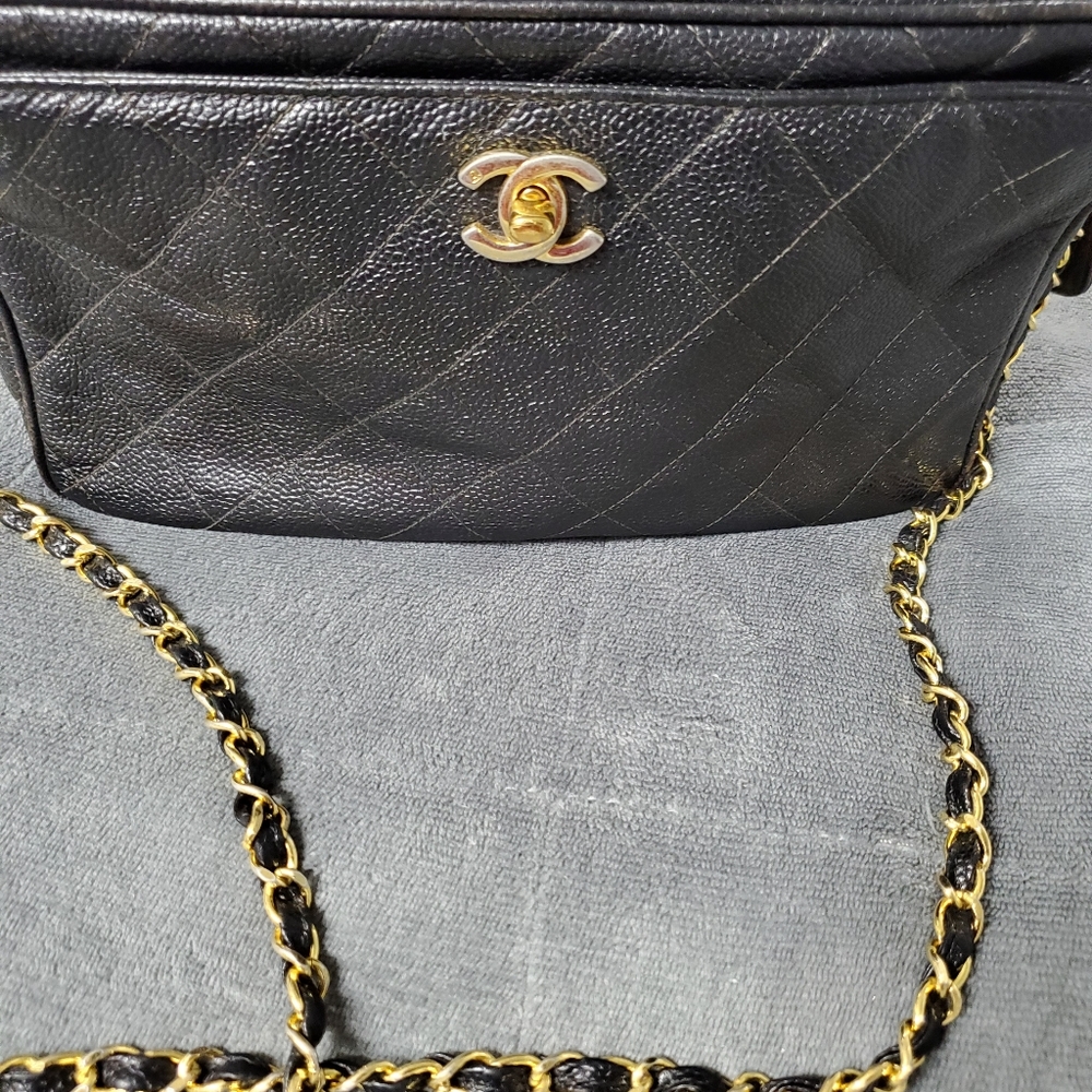 Chanel Camera Bag Black Caviar Crossbody Vintage 24k … - Gem